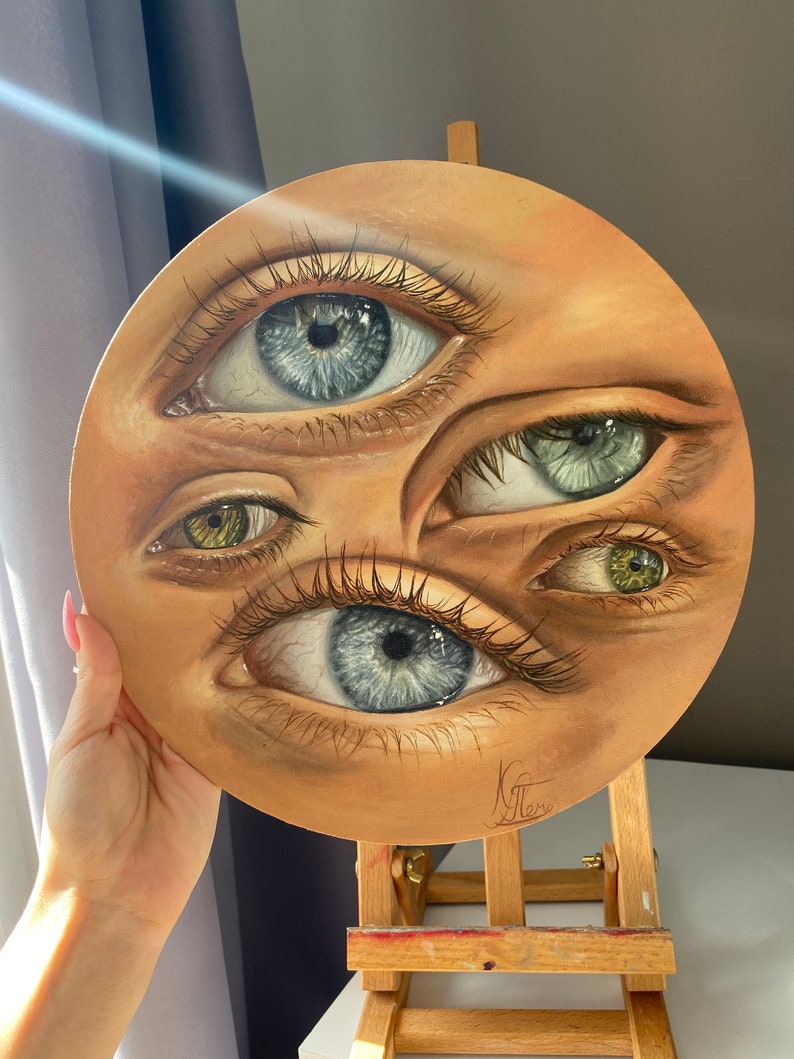 Original Abstract Oil Eyes Painting! Realistic Eye Drawing - Etsy