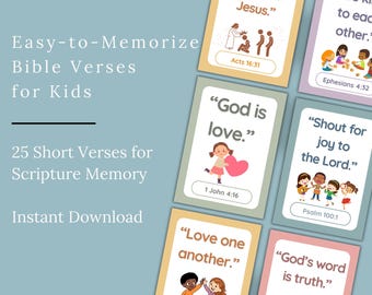 Printable Memory Verse Cards for Kids - Etsy