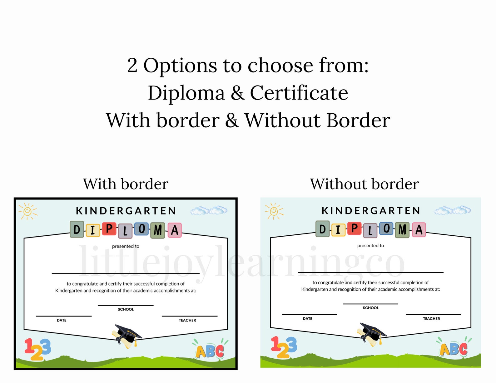 Kindergarten Graduation Certificate, Diploma Certificate, Digital ...