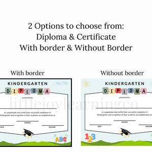 Kindergarten Graduation Certificate, Diploma Certificate, Digital ...