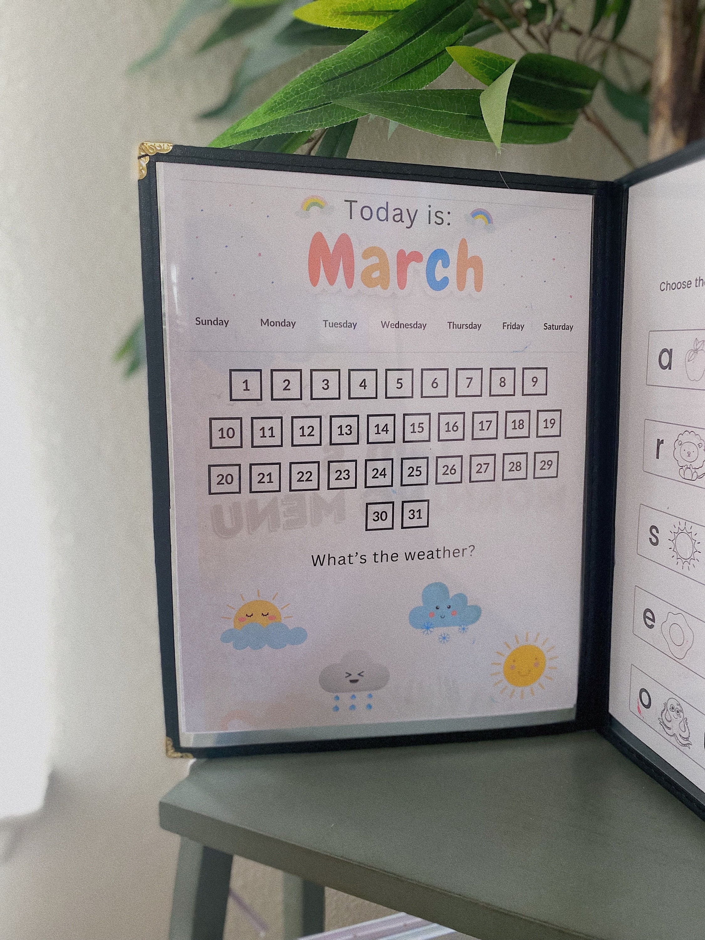 Preschool Calendar Worksheet: Morning Menu Learning Binder (digital ...