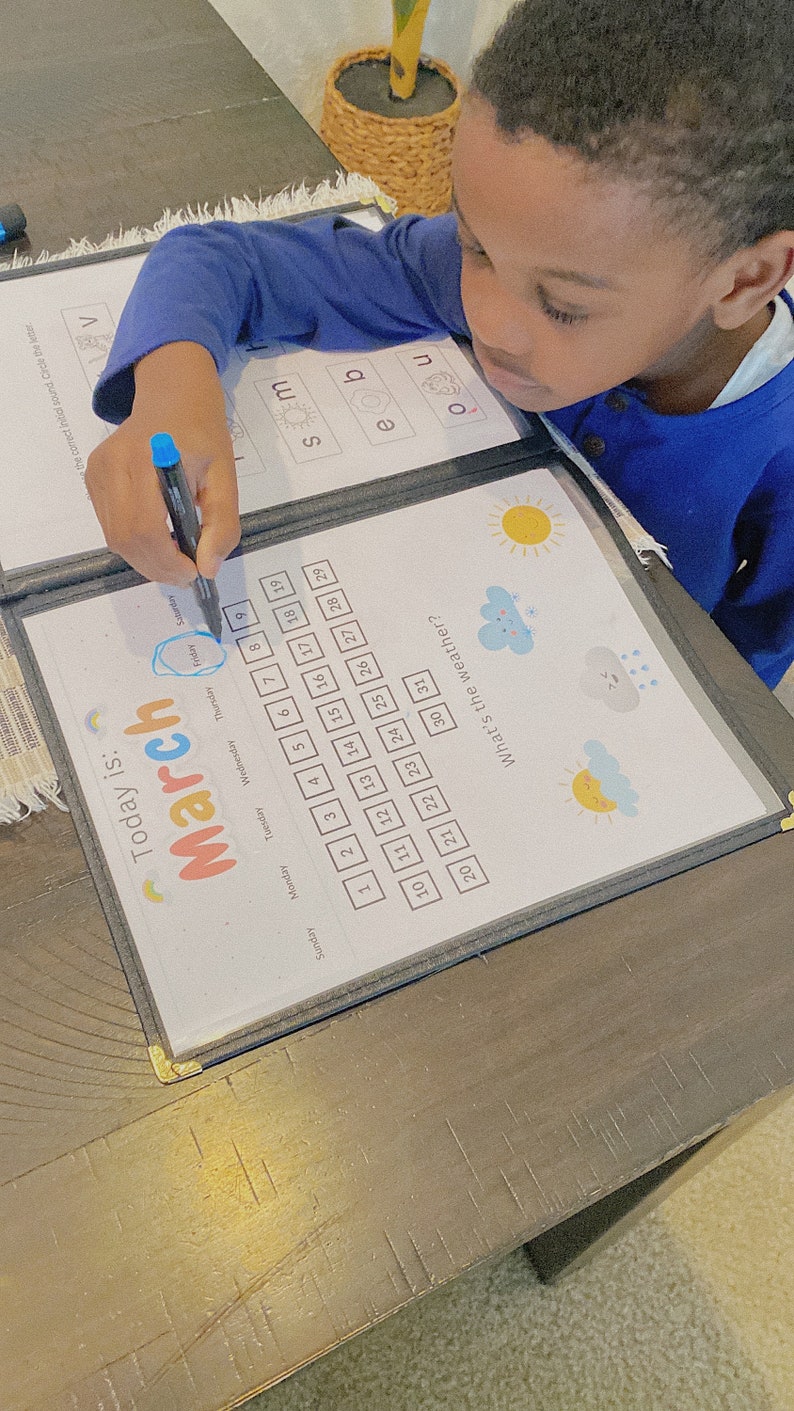Preschool Calendar Worksheet: Morning Menu Learning Binder (digital ...