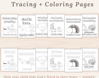 Bible Verse Tracing & Coloring Pages: Scripture Memory (digital ...