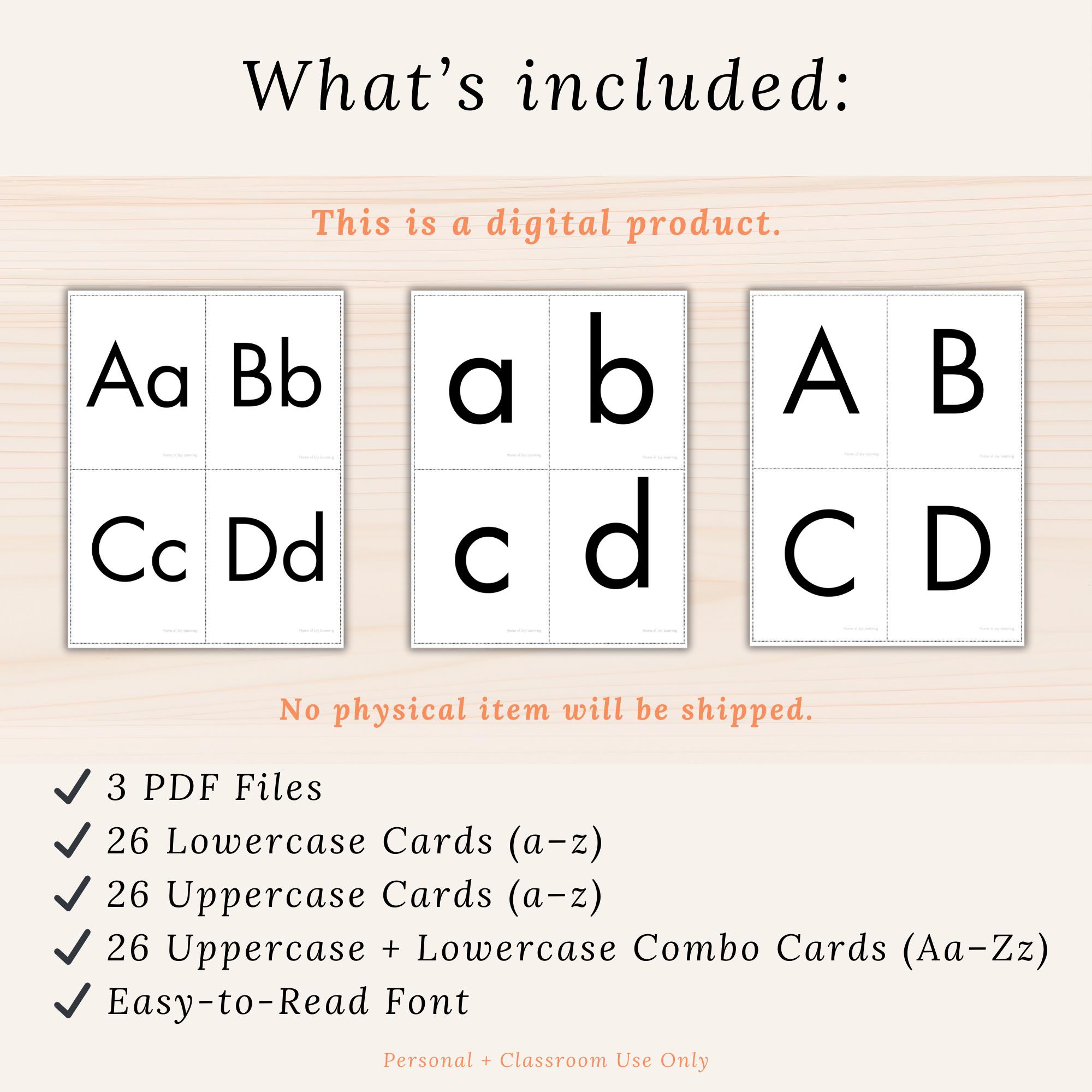 ABC Flash Cards Printable | Uppercase | Lowercase Alphabet Cards for ...