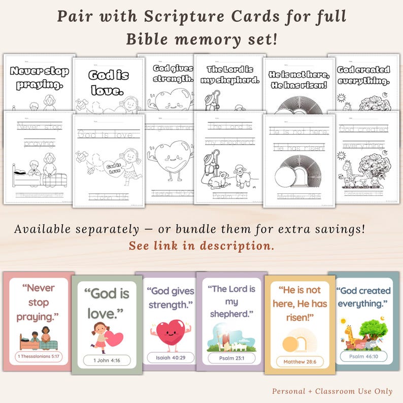 Bible Verse Tracing & Coloring Pages: Scripture Memory (digital ...