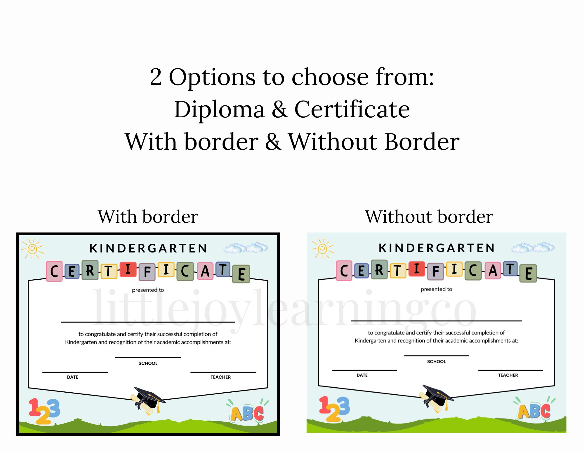 Kindergarten Graduation Certificate, Diploma Certificate, Digital ...