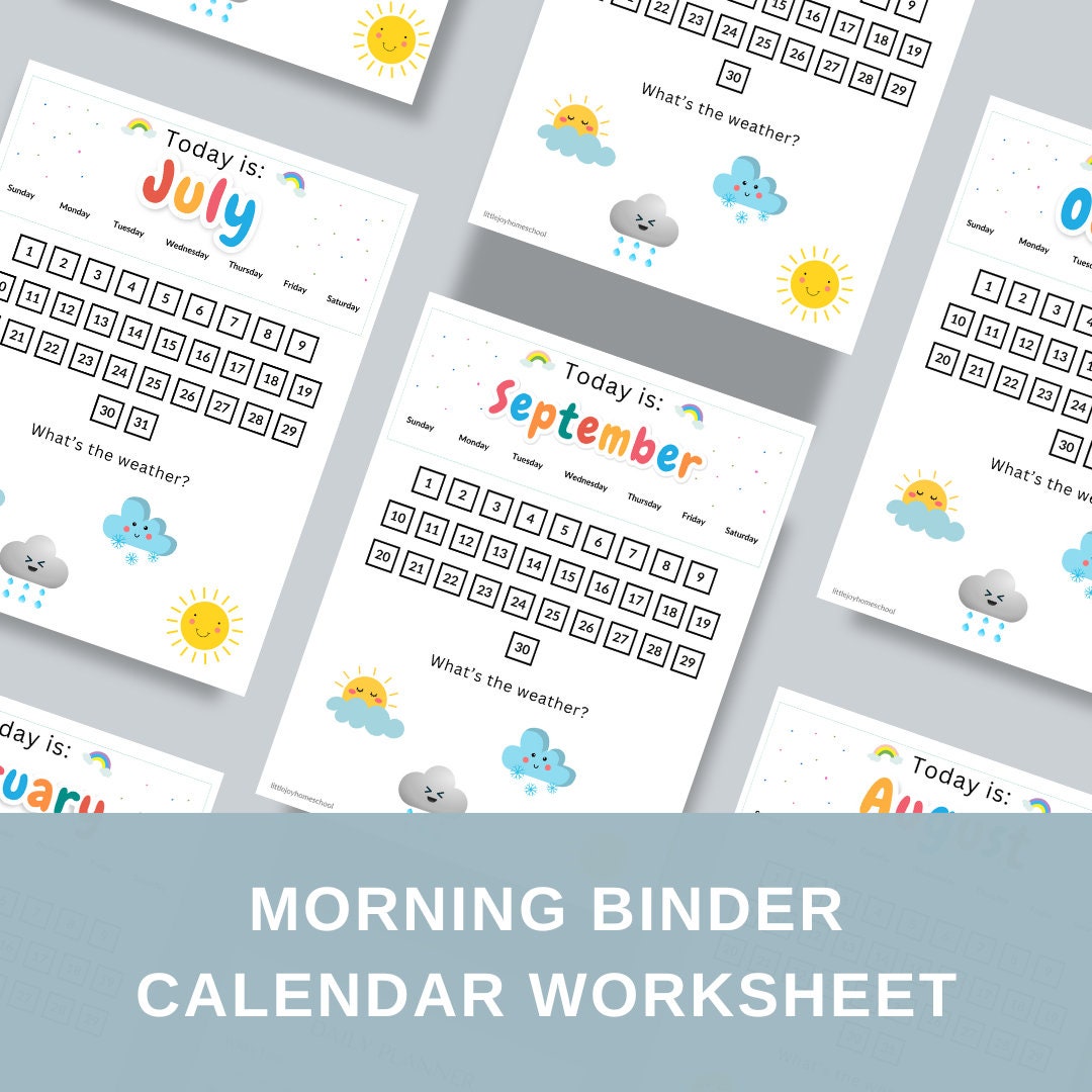 Preschool Calendar Worksheet: Morning Menu Learning Binder (digital ...