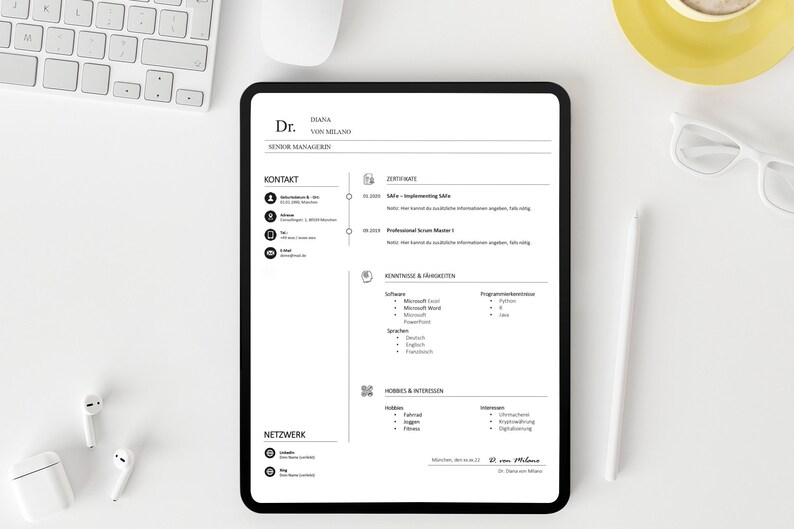 CV Template German Word Tabular CV Template German 2023 Consulting ...