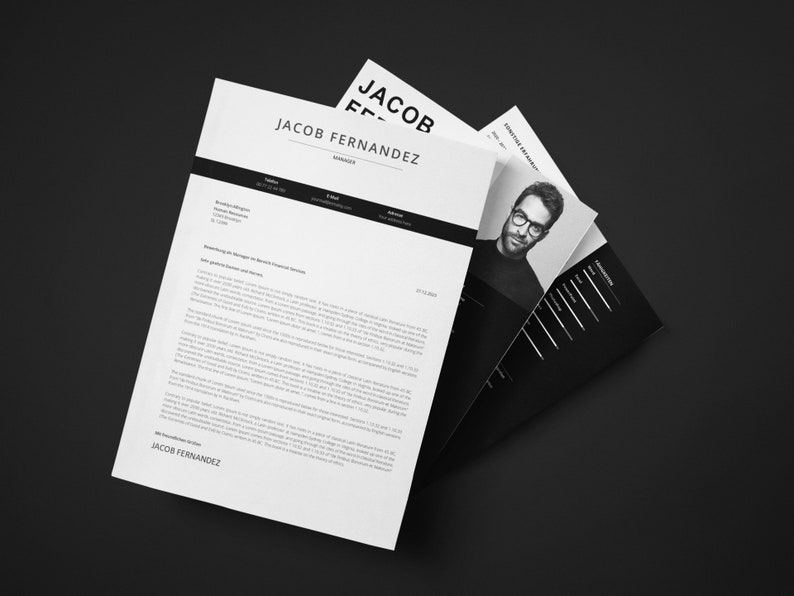 Resume Template and Cover Letter CV Template German Consulting ATS Word ...