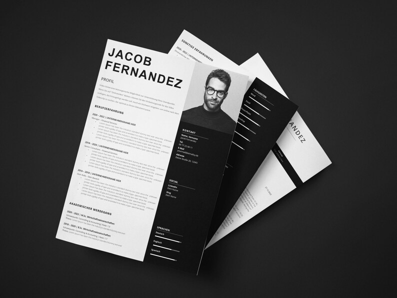 Resume Template and Cover Letter CV Template German Consulting ATS Word ...