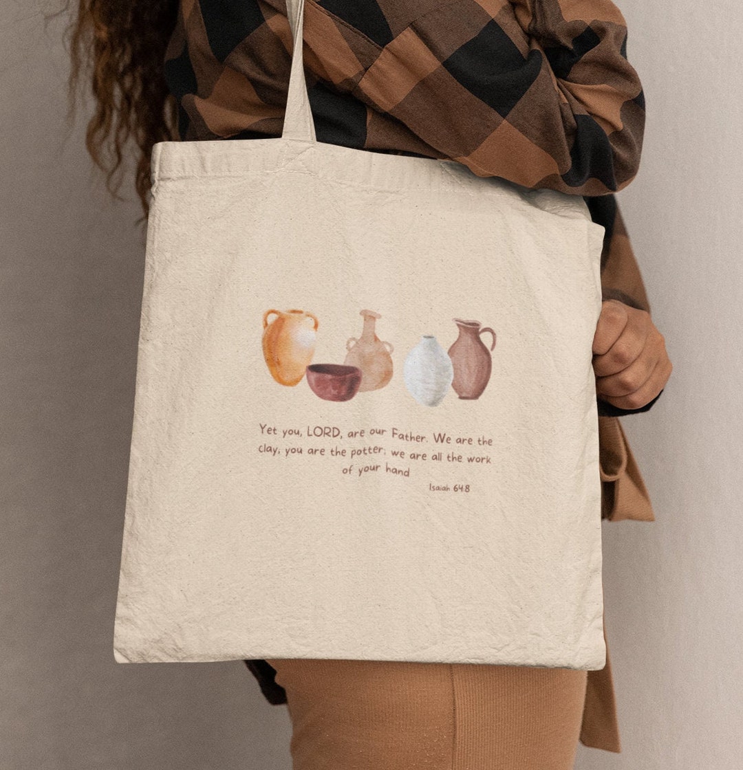 We Are the Clay Canvas Scripture Tote Bag, Christian Tote Bags ...