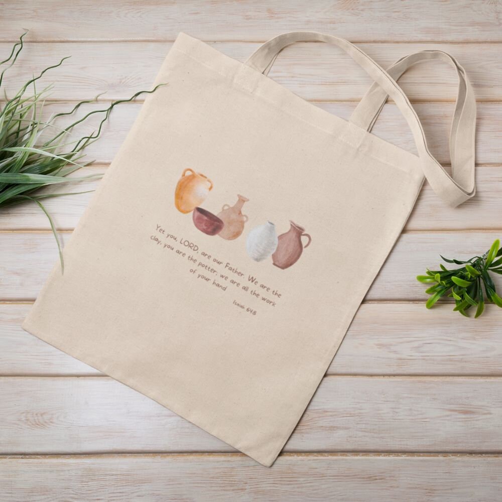 We Are the Clay Canvas Scripture Tote Bag Christian Tote - Etsy