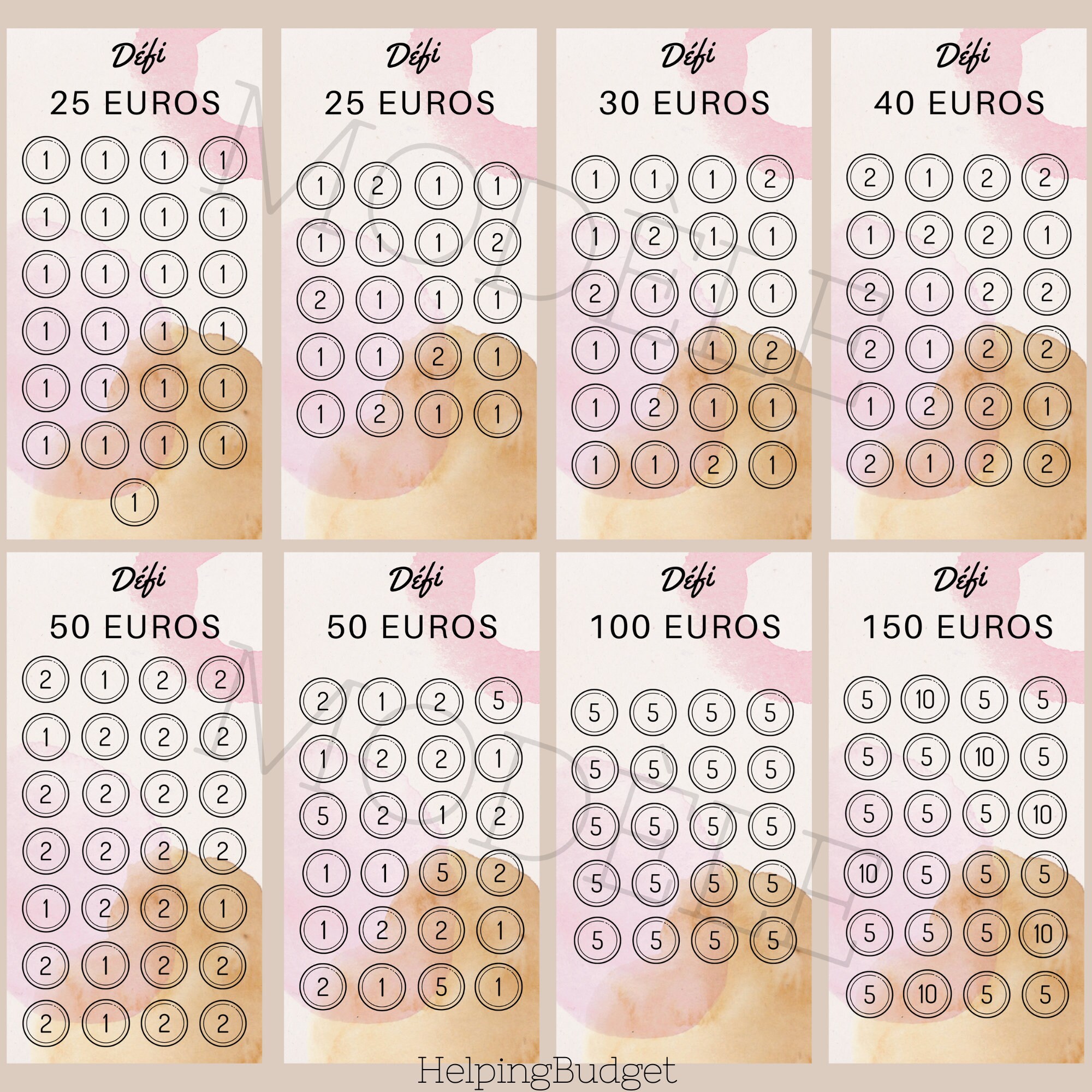 Pack de 14 défis budgétaires Enveloppes budget A6 A - Etsy France