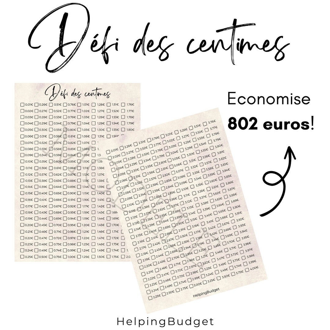 Défi des centimes Enveloppes budget A5 A imprimer et - Etsy France
