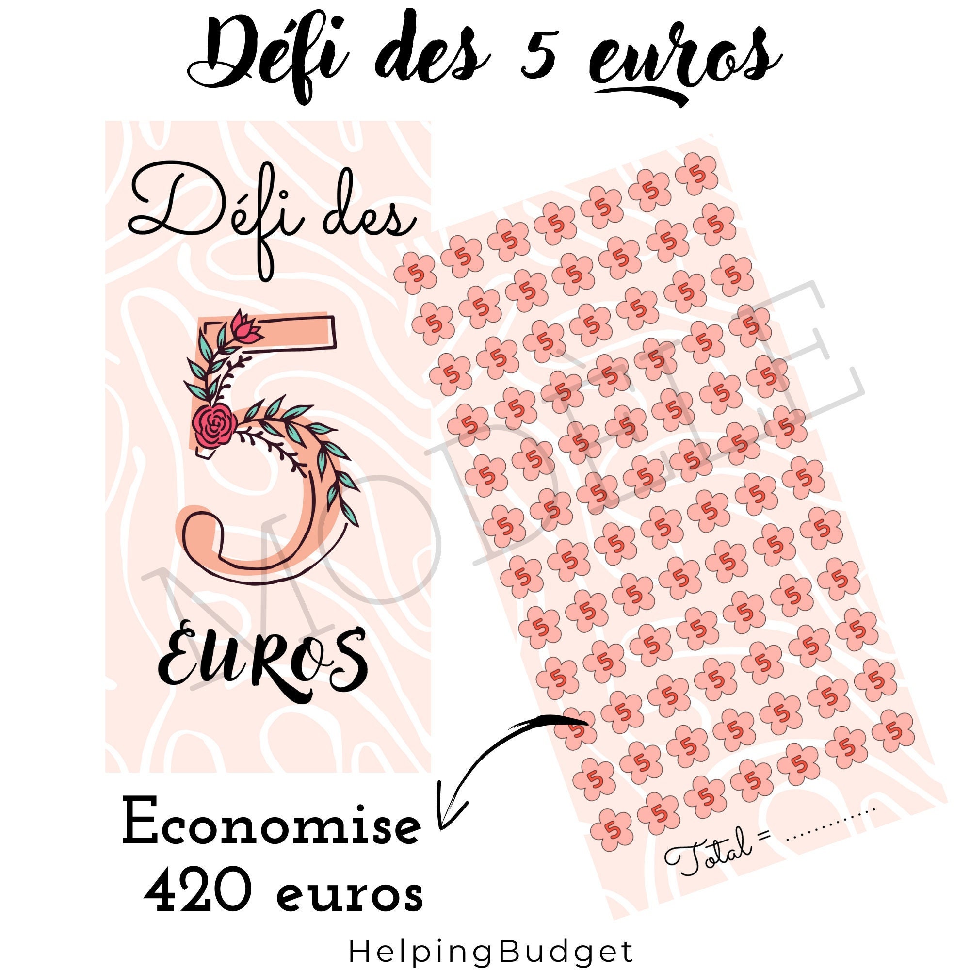 Défi des 5 euros Enveloppes budget A6 A imprimer et plastifier Tracker défi budgétaire A6 - Etsy ...
