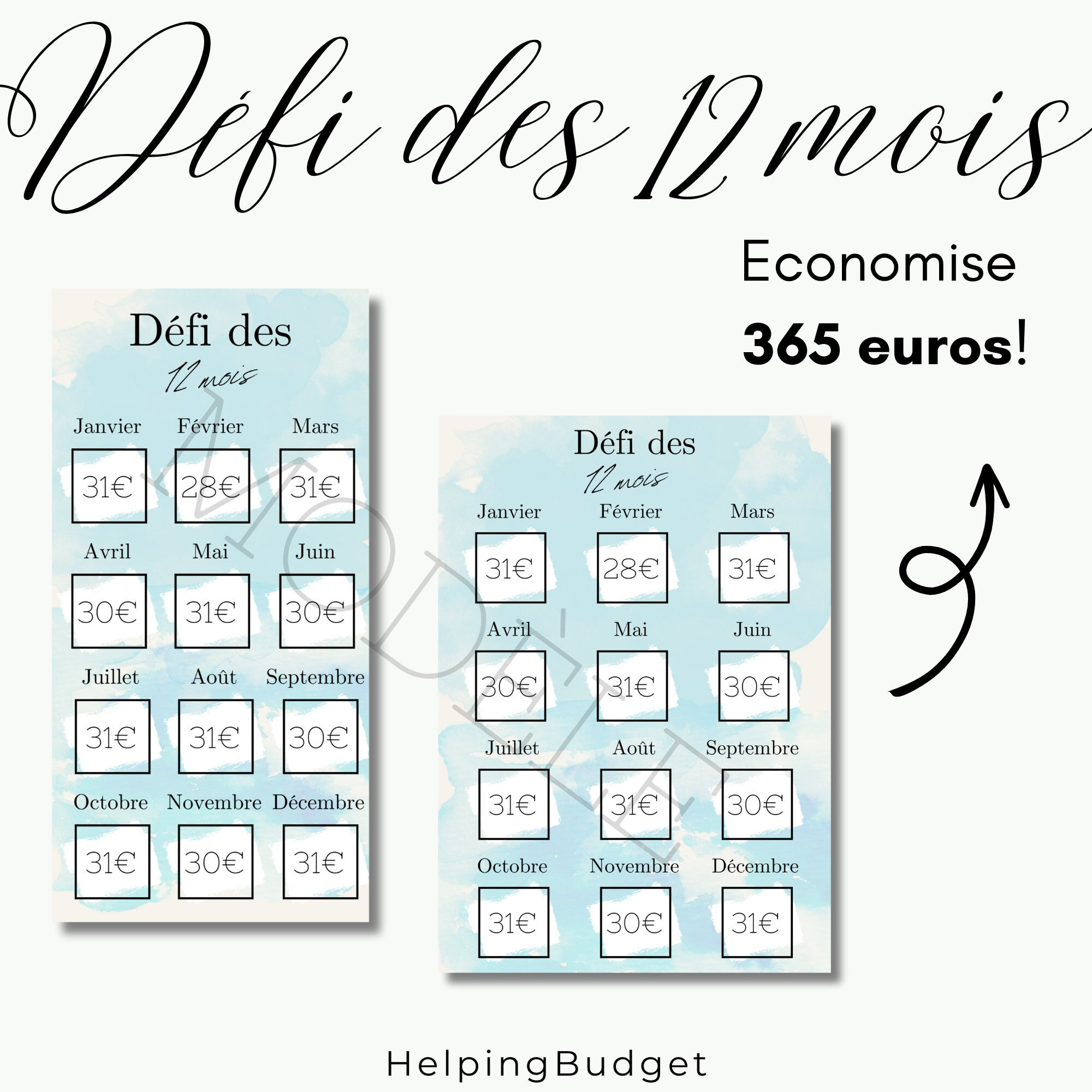 Défi des 12 mois Enveloppes budget A5 & A6 A imprimer et plastifier ...
