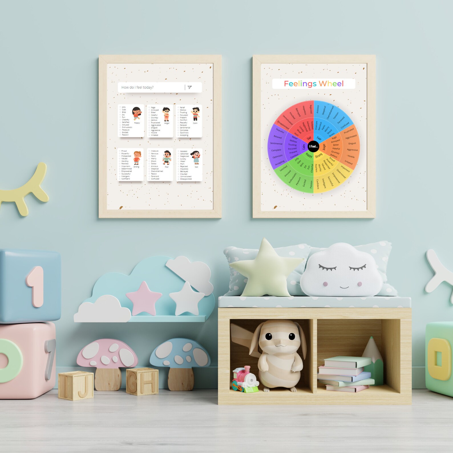 Feelings Wheel & List Emotions for Kids Printable Handouts Emotion ...