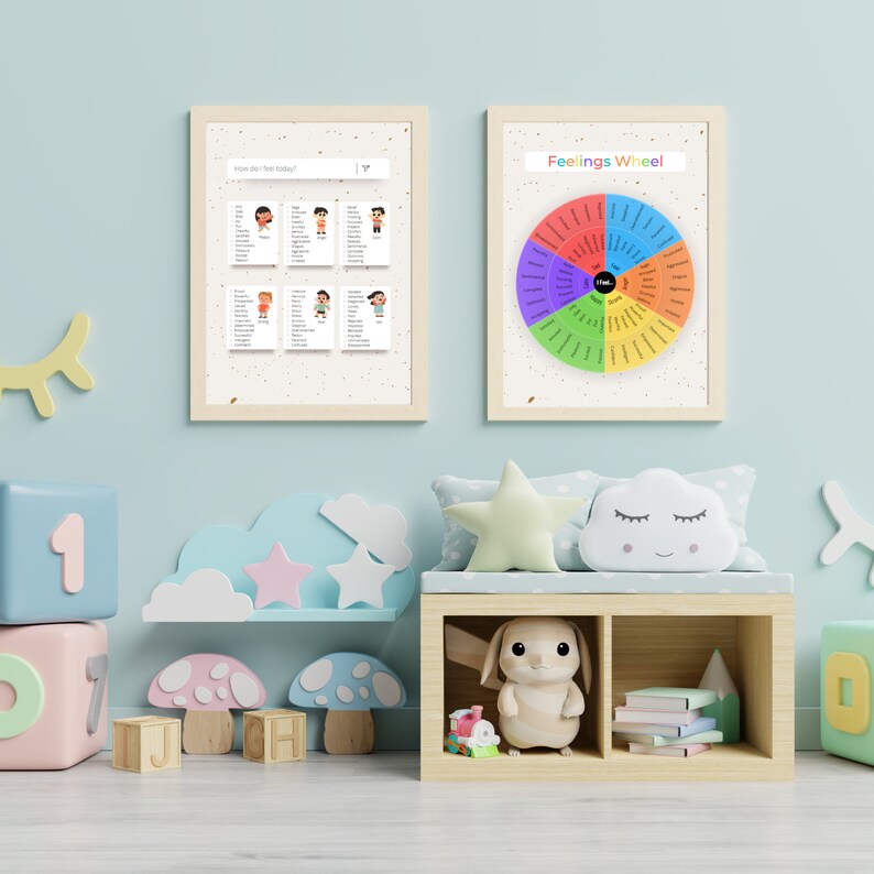 Feelings Wheel & List Emotions for Kids Printable Handouts Emotion ...