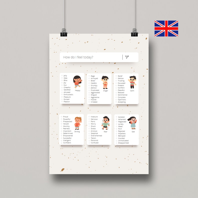 Feelings Wheel & List Emotions for Kids Printable Handouts Emotion ...