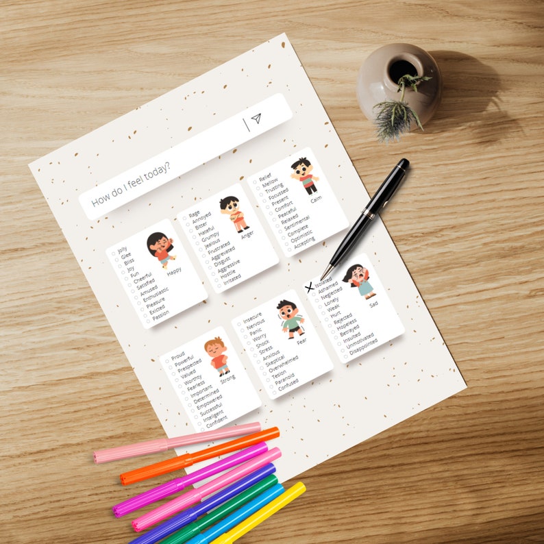 Feelings Wheel & List Emotions for Kids Printable Handouts Emotion ...