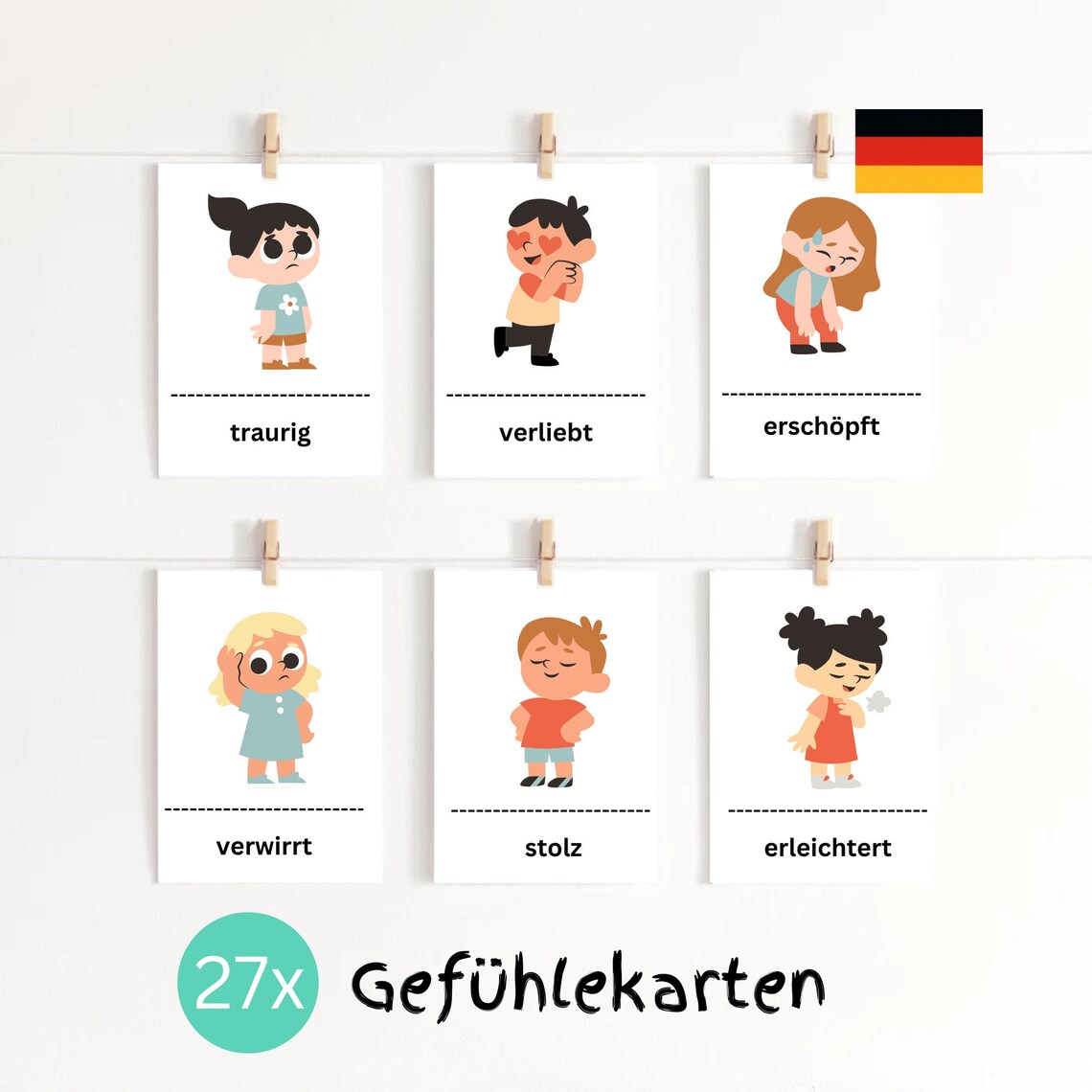 Set of 27 Feelings Cards for Children I Emotions I How Do I Feel Today ...