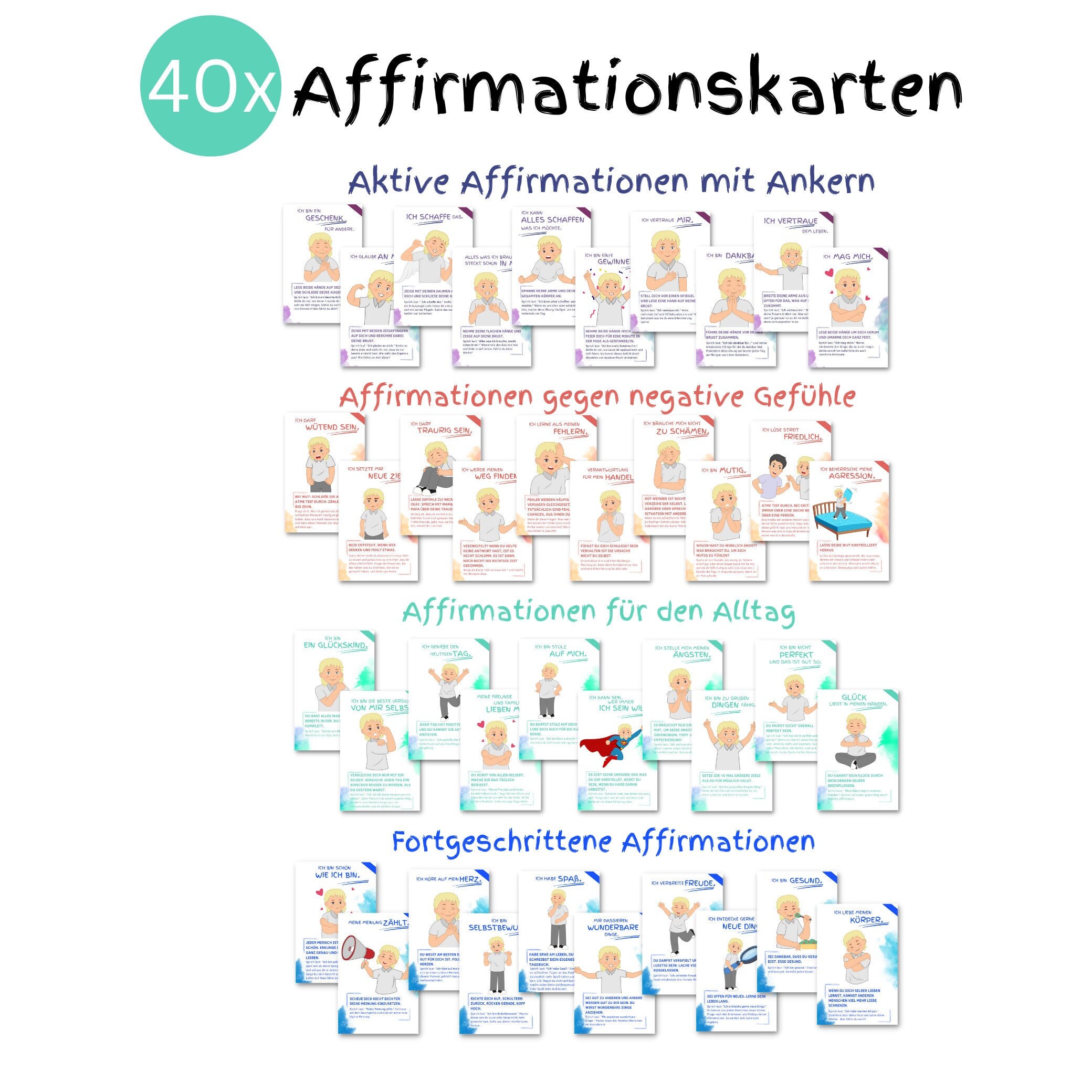 40 Affirmation Cards Kids Courage Cards School Enrollment - Etsy