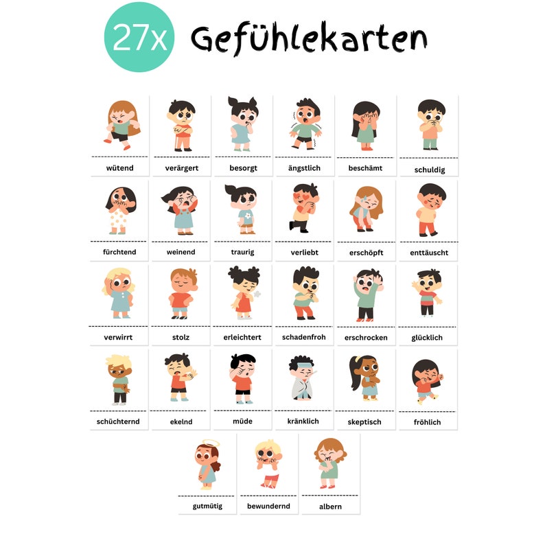 Set of 27 Feelings Cards for Children I Emotions I How Do I Feel Today ...