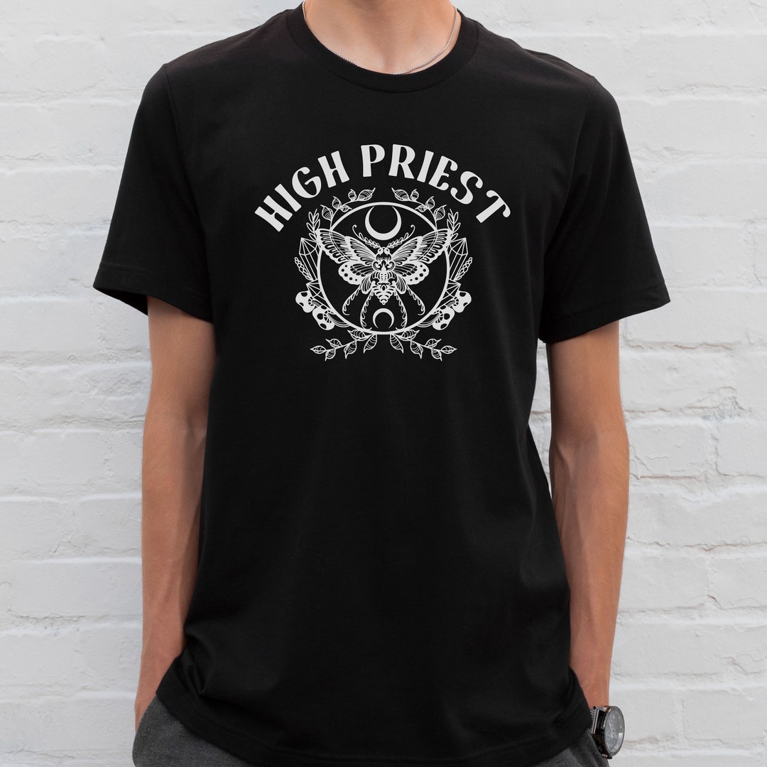 High Priest T-shirt White Crescent Moons Metaphysical Tee Moth T-shirt ...