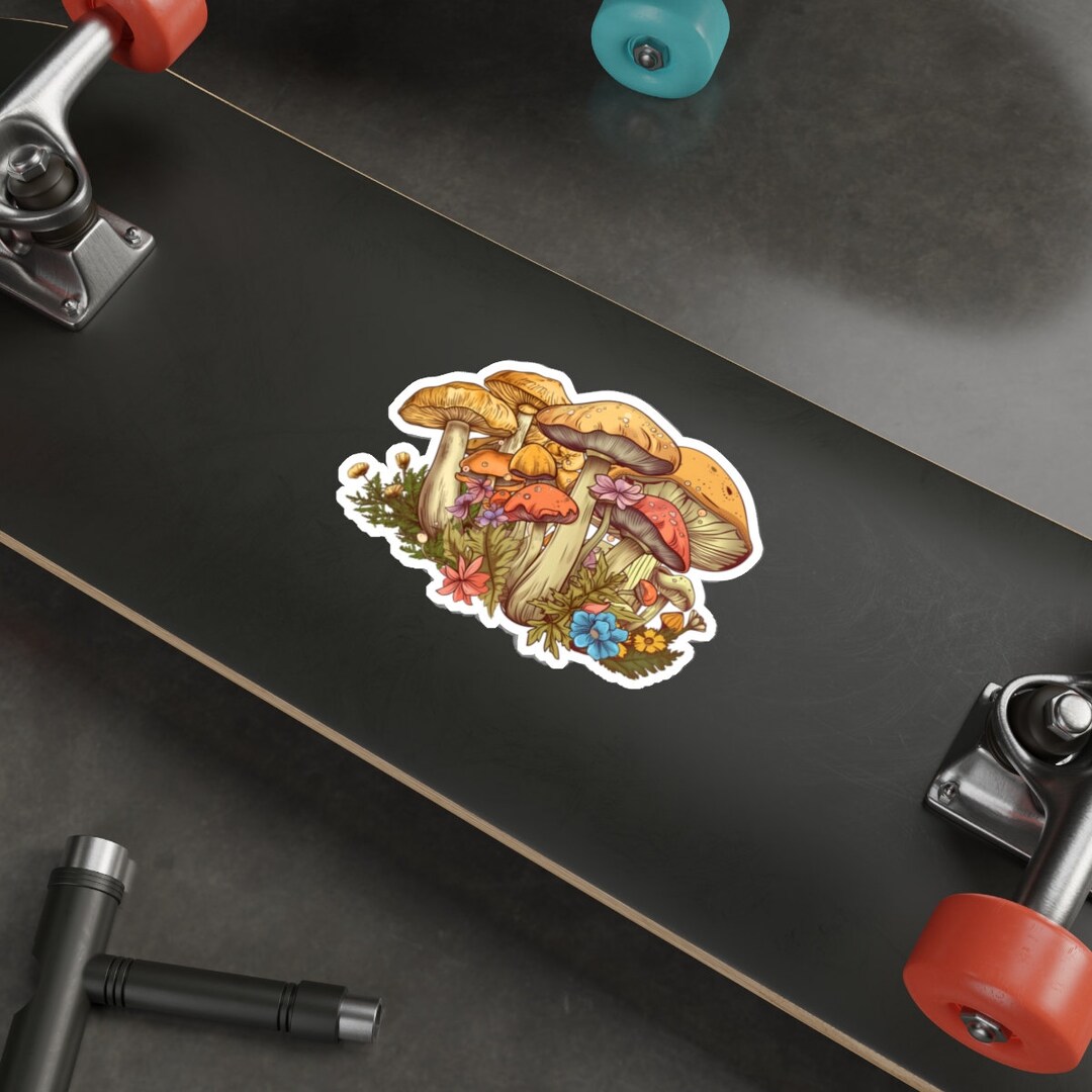 Trippy Mushrooms Sticker Retro Colors Funky Shroom Stickers Psychedelic ...