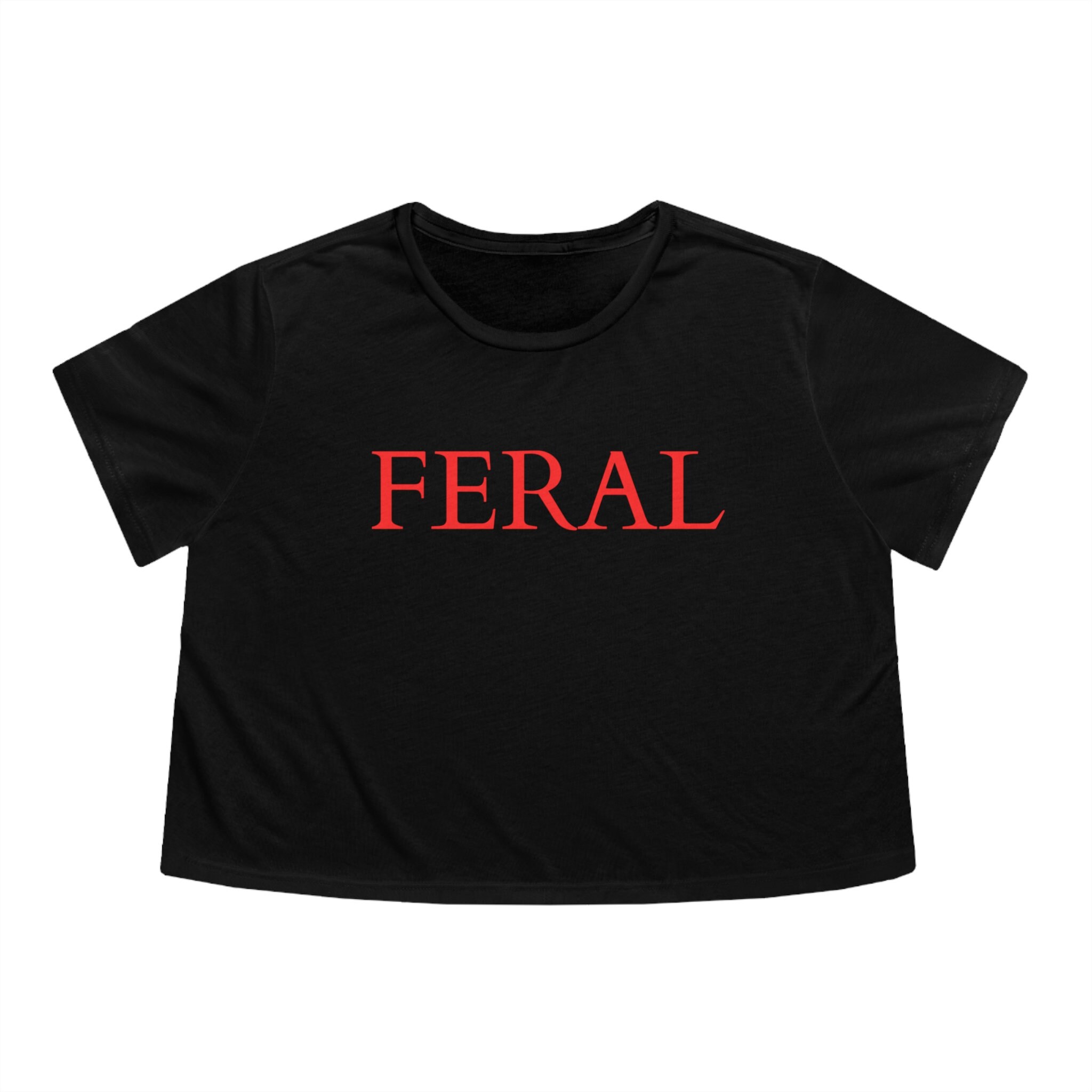 FERAL Crop Top Tee Paint the Town Red Feral Shirt Red on Black Cropped ...