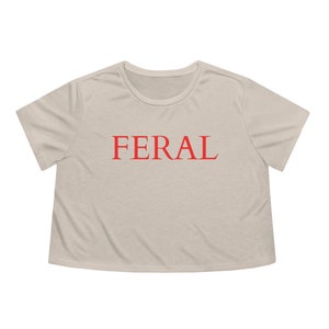 FERAL Crop Top Tee Paint the Town Red Feral Shirt Red on Black Cropped ...