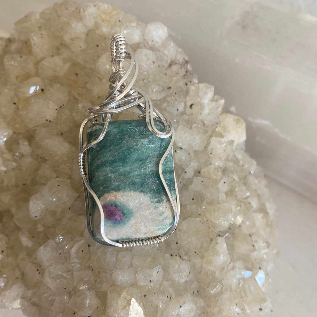 Lovely Natural Ruby in Fuchsite Pendant Wrapped in 925 Sterling Silver ...