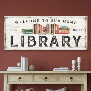 Library Sign, Library Signs for Home, Library Decor, Farmhouse Decor ...