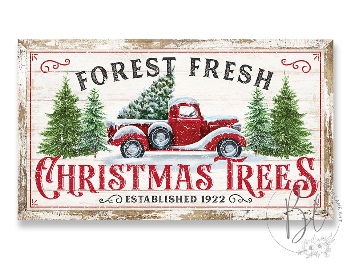 Forest Fresh Christmas Tree Farm Sign Large Christmas Wall - Etsy