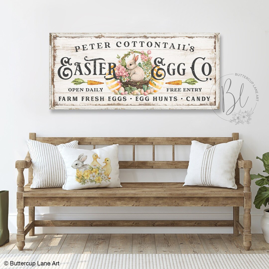 Easter Bunny Sign Decor, Rustic Easter Sign, Farmhouse Easter Sign Wall ...