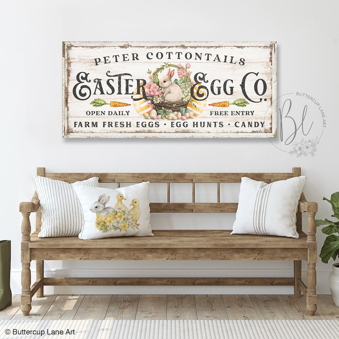 Easter Bunny Sign Decor, Rustic Easter Sign, Farmhouse Easter Sign Wall ...