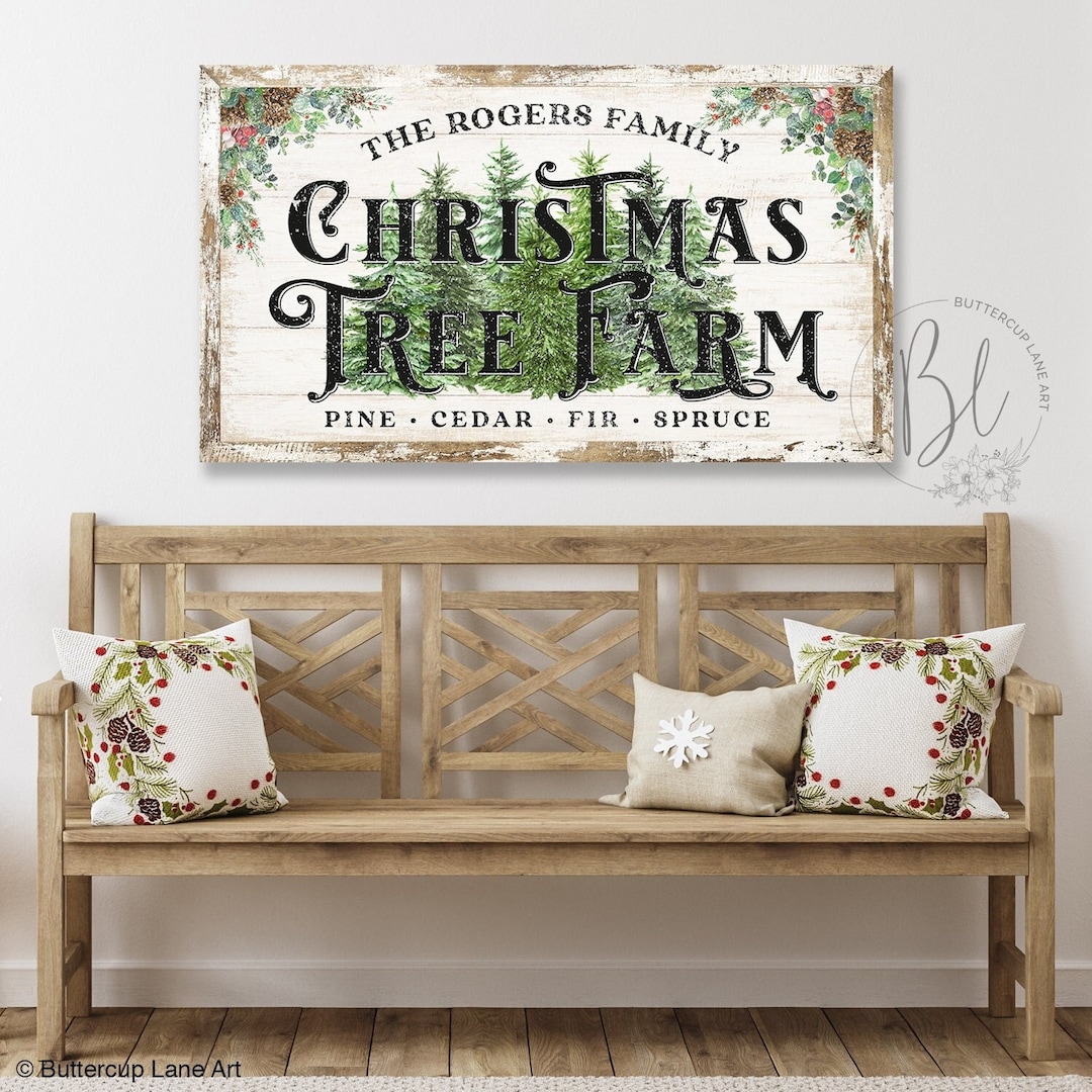 Personalized Christmas Tree Farm Sign, Large Christmas Wall Art ...