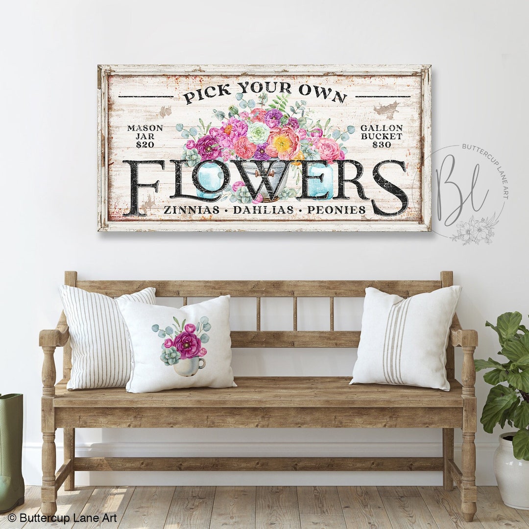 Pick Your Own Flowers Sign | Summer Flower Sign | Vintage Sign | Summer ...