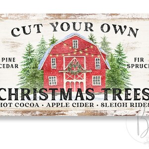 Christmas Tree Farm Sign, Large Christmas Wall Art, Rustic Christmas ...