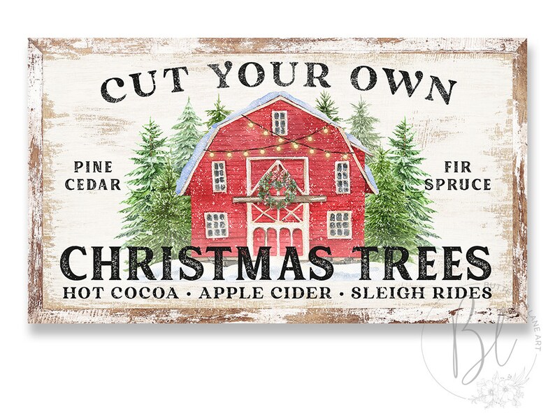 Christmas Tree Farm Sign Large Christmas Wall Art Rustic - Etsy