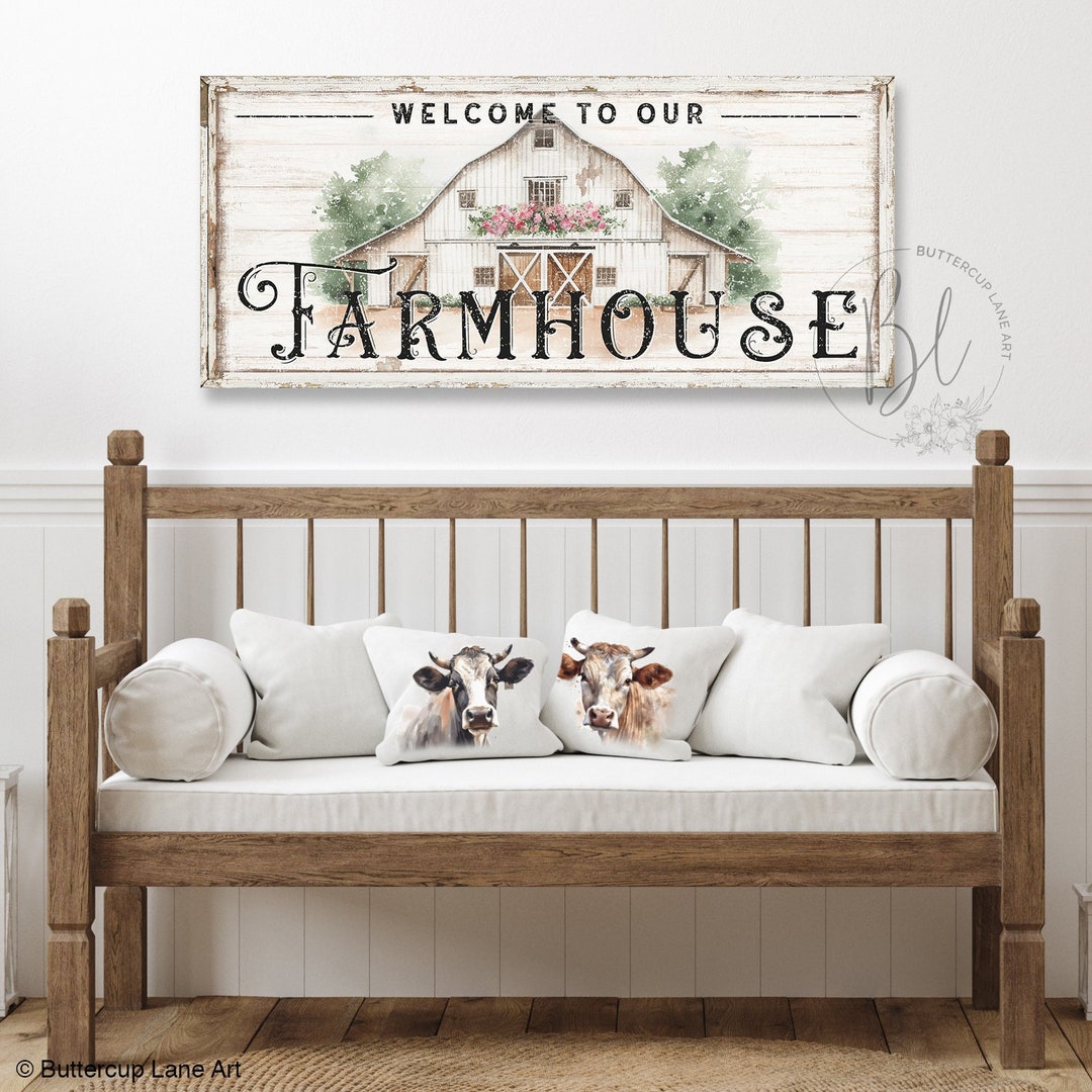 Large Farmhouse Sign | Rustic Farmhouse Welcome Sign | Farmhouse Wall ...