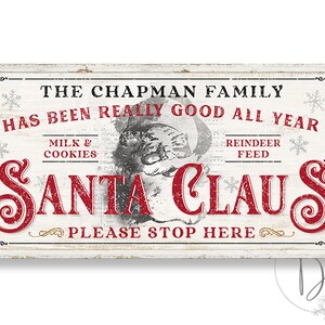 Personalized Santa Stop Here Sign, Santa Claus Sign Canvas, Farmhouse ...