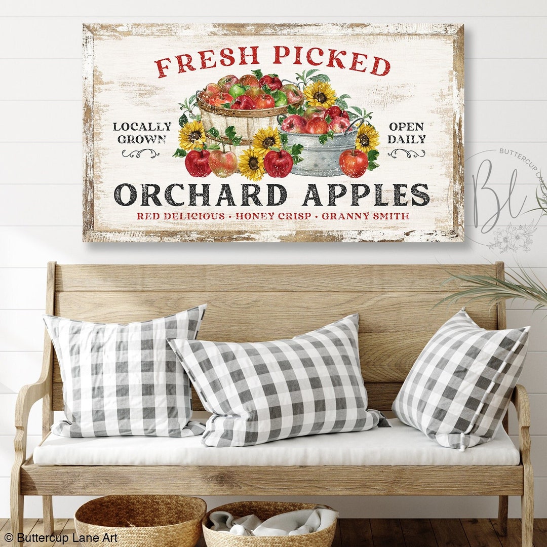 Sunflower Apple Wall Art, Apple Wall Decor, Apple Wall Sign, Fall Wall ...