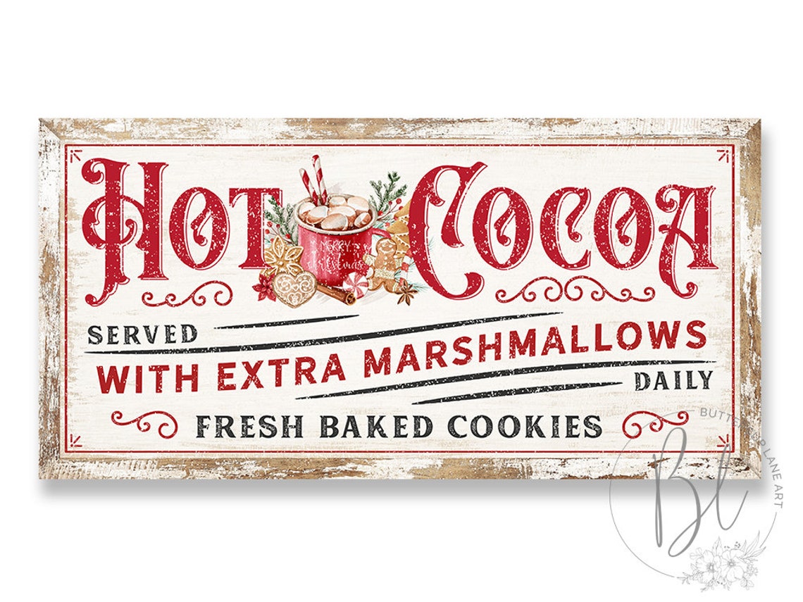 Hot Cocoa Sign Hot Cocoa Bar Sign Farmhouse Christmas Signs - Etsy