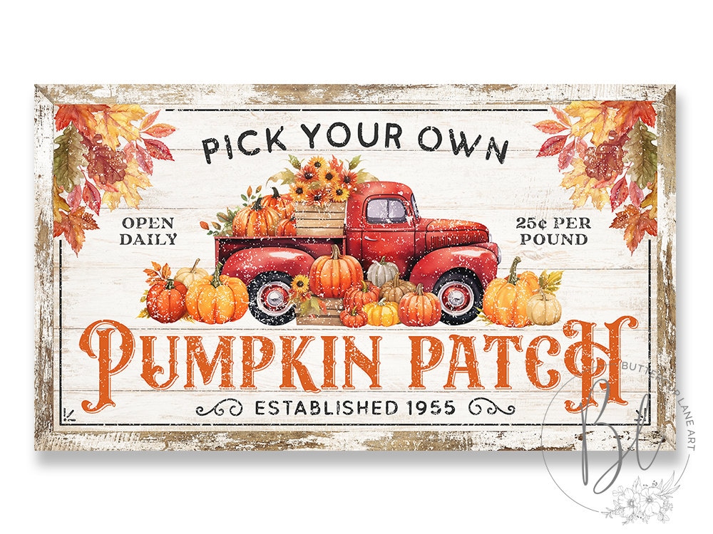 Pumpkin Patch Sign Fall Pumpkin Farm Sign Canvas Wall Sign - Etsy