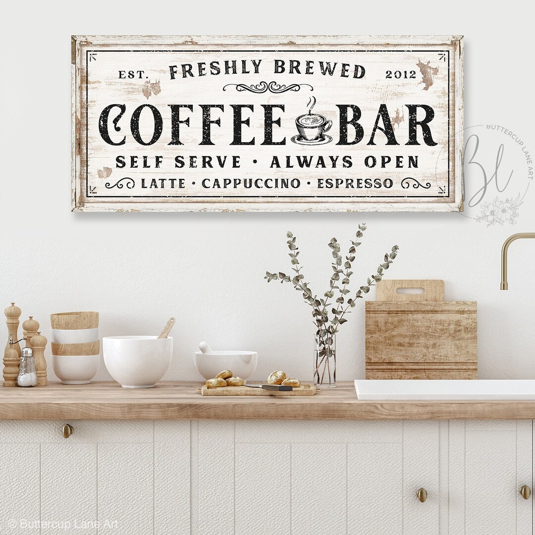 Coffee Bar Sign Decor Modern Farmhouse, Coffee Bar Sign for Kitchen ...