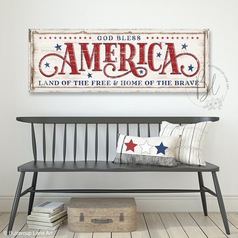God Bless America Sign 4th of July Decor for Home - Etsy