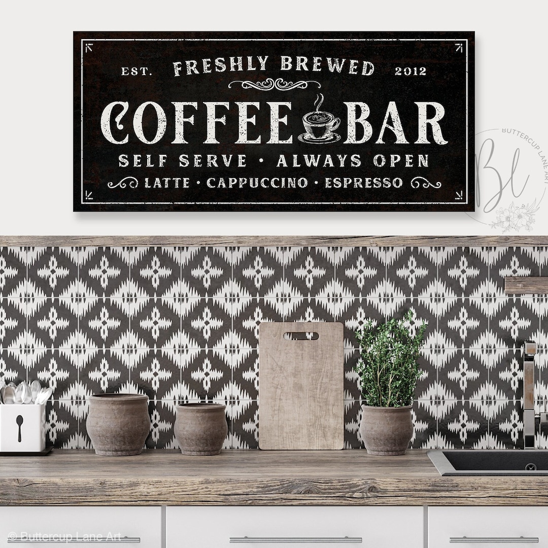 Coffee Bar Sign Decor Modern Farmhouse, Coffee Bar Sign for Kitchen ...