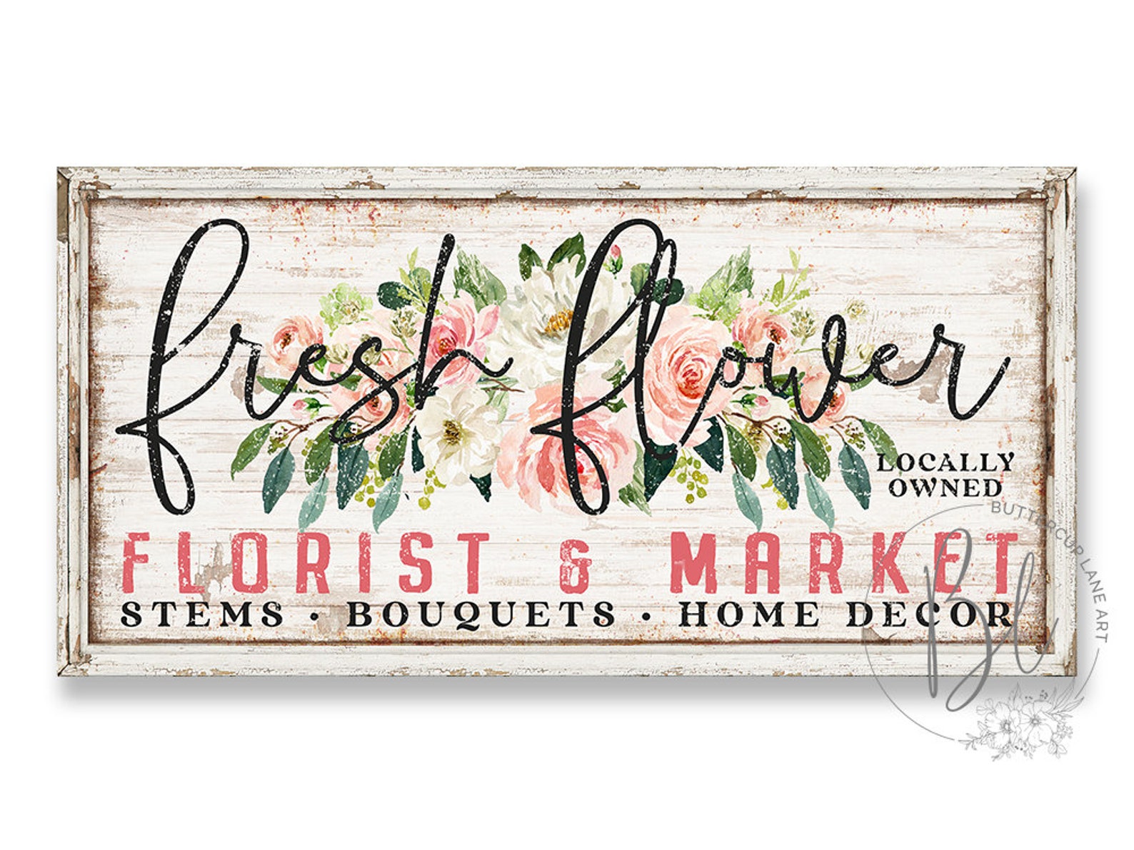 Fresh Flower Market Sign | Flower Market Wall Art | Summer Sign ...