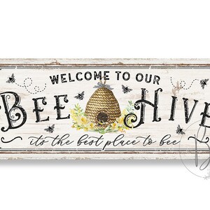 Honey Bee Welcome Sign | Honey Bee Wall Art | Bee Hive Decor | Summer ...